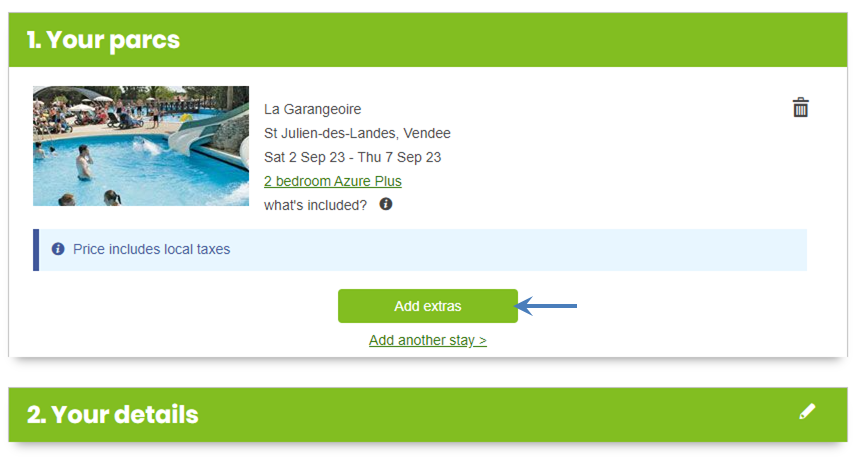 Adding extras to your booking – Eurocamp